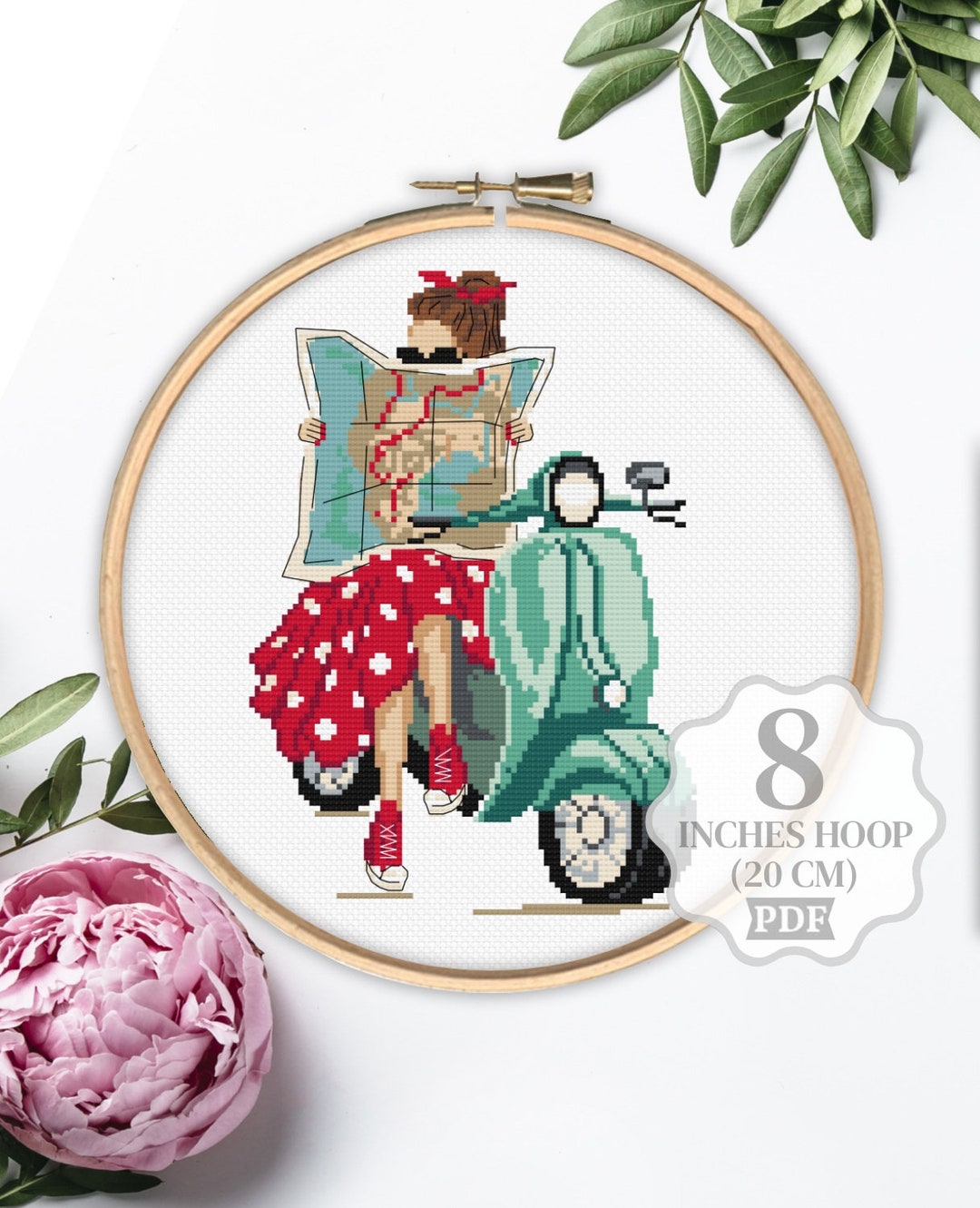 Girl Cross Stitch Pattern PDF Girly Cross Stitch Retro Embroidery ...