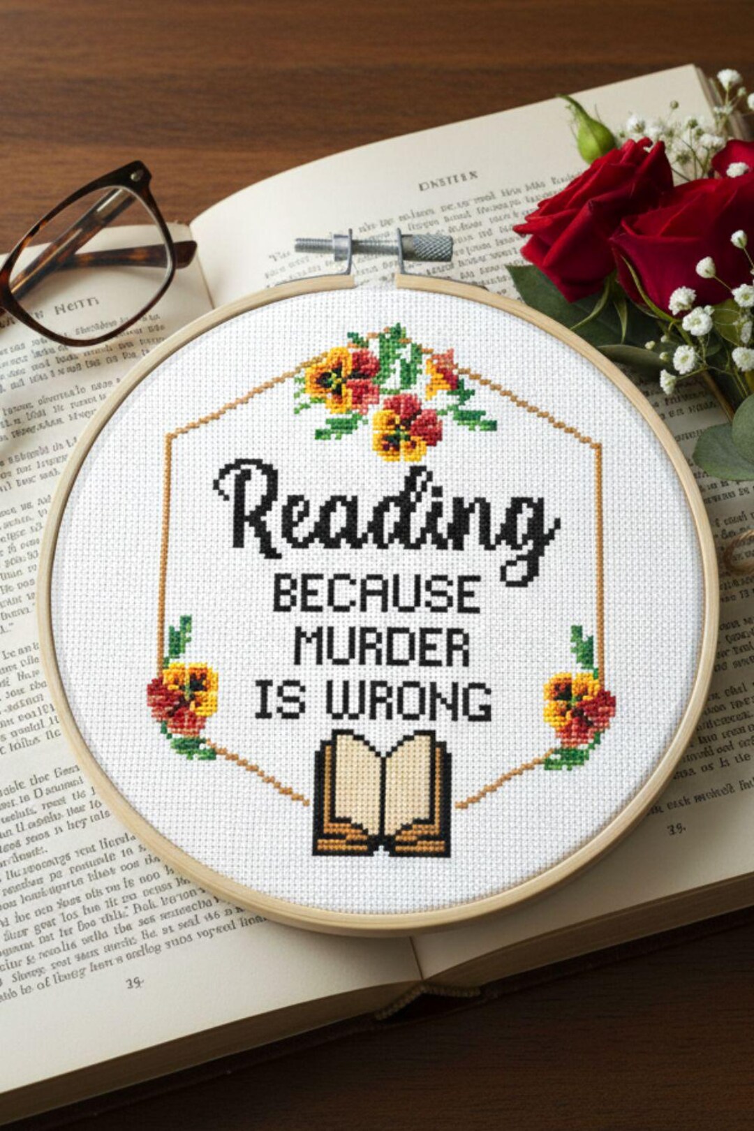 Reading Cross Stitch Pattern Bookish Cross Stitch Book Embroidery Gift ...