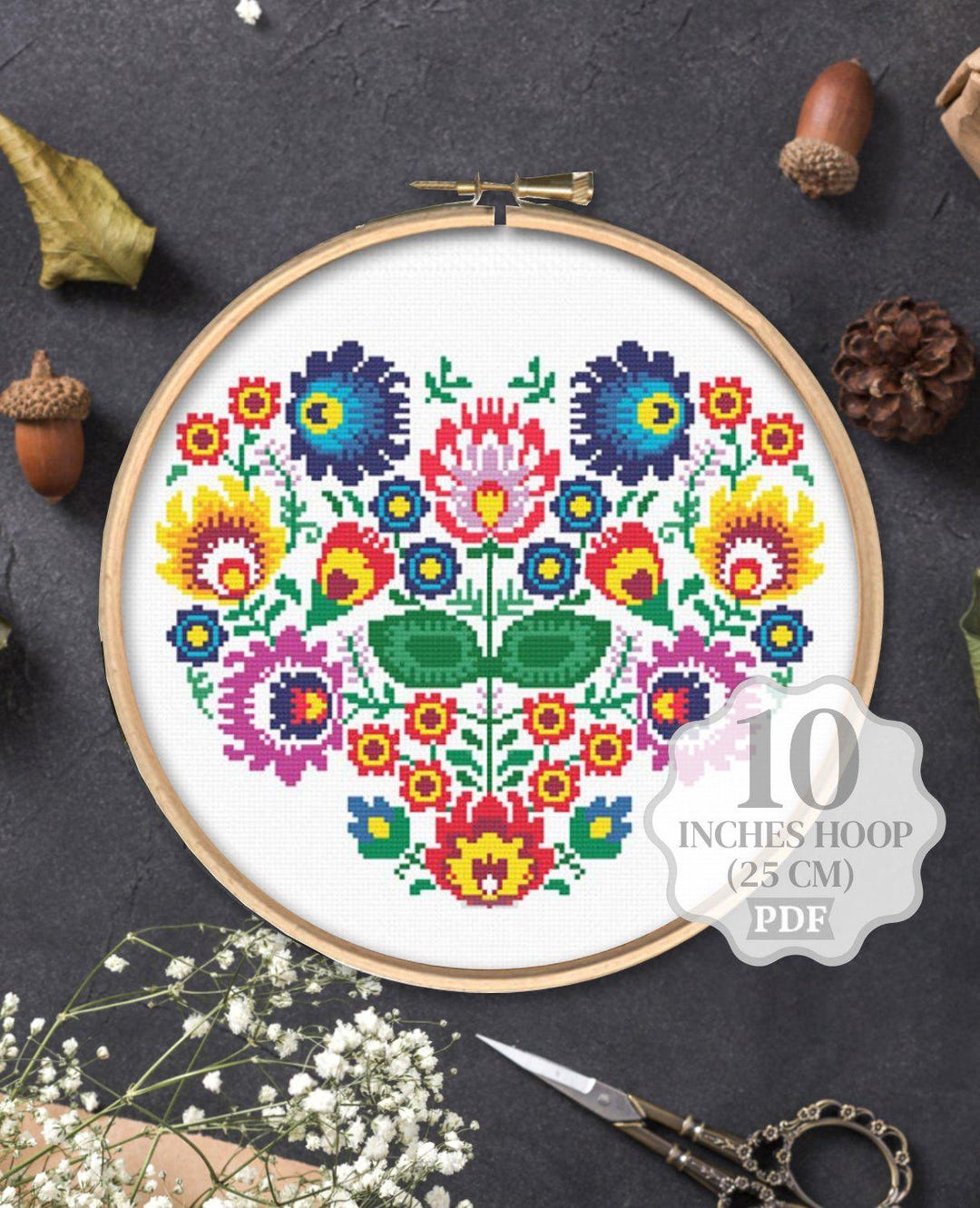 Polish Flowers Cross Stitch Pattern PDF, Digital Download, Cute Folk ...