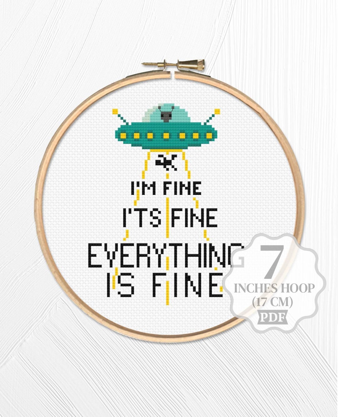 Funny Cross Stitch Pattern I'm Fine It's Fine Everything is Fine, Lil ...