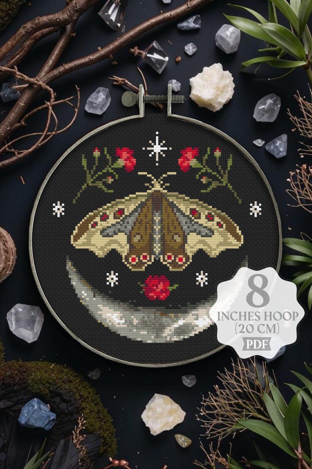 Witch Energy Cross Stitch Pattern: Moon & Crystals (PDF Download) - Etsy