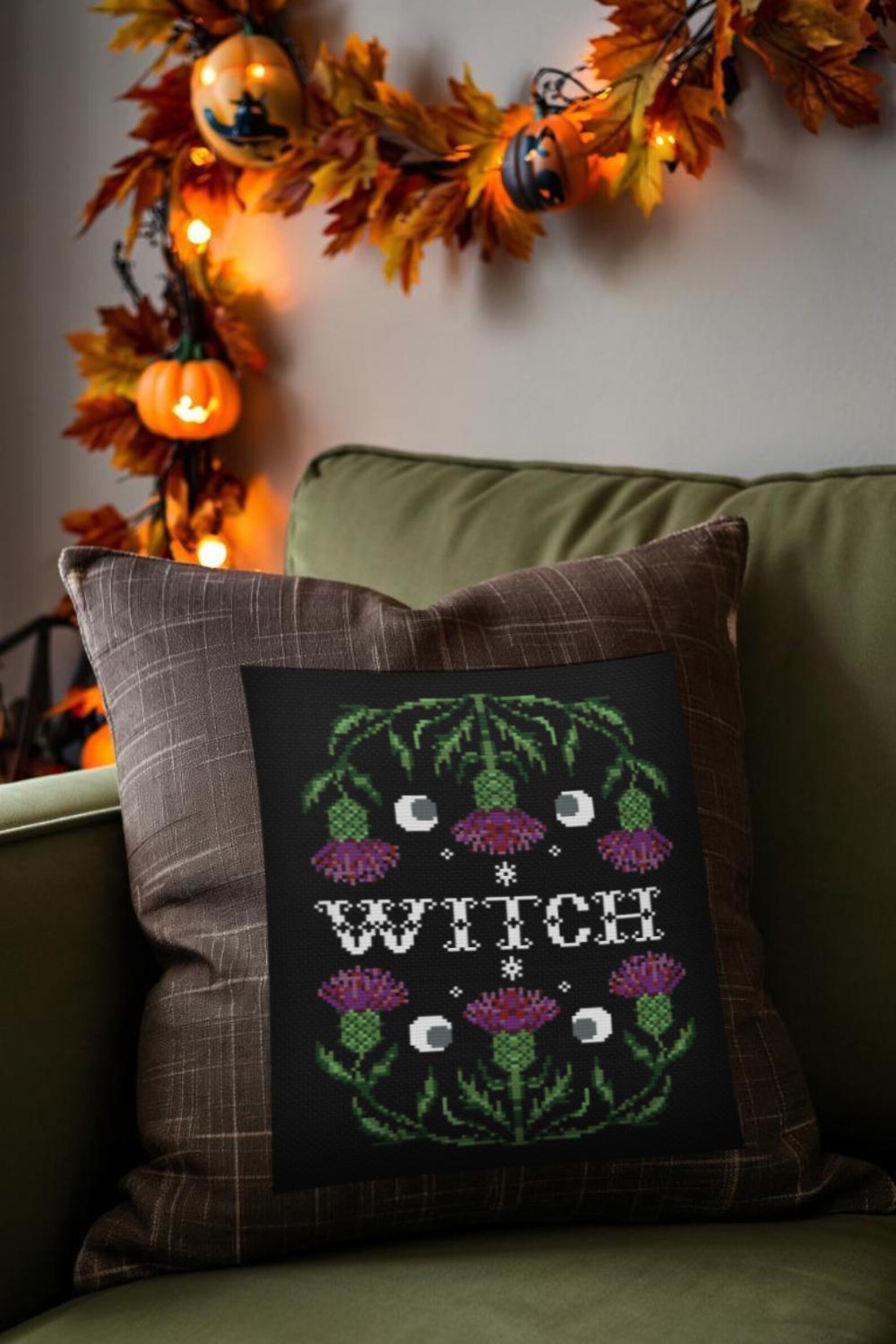 Witch Cross Stitch Pattern: Thistle Moon Floral Witchy (PDF) - Etsy