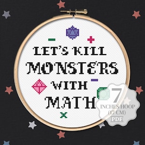 Game Lover Cross Stitch Pattern PDF, Let's Kill Monsters With Math ...