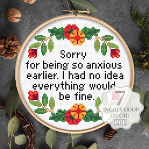Anxiety Cross Stitch Pattern PDF, Everything Would Be Fine, Funny ...