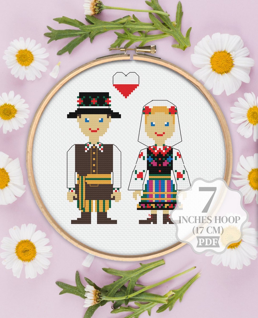 Polish Folk Cross Stitch Pattern PDF, Poland Traditional Embroidery ...