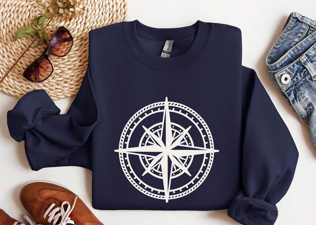 Sweatshirt Compass Unisex, Round Neck Sweatshirt, Travel Style, Travel ...