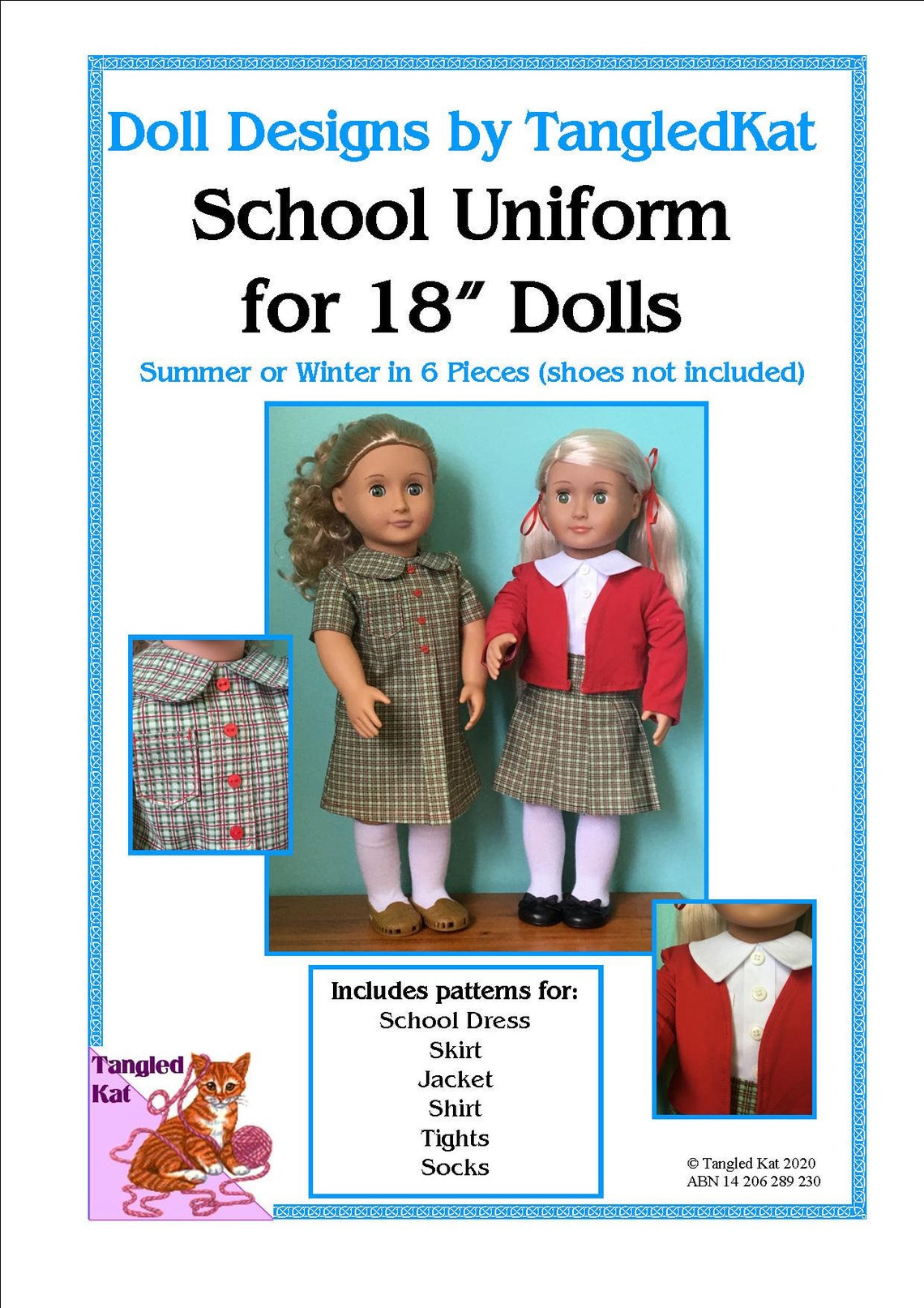 School Uniform Pattern to Fit 18in Soft-bodied Dolls Like - Etsy
