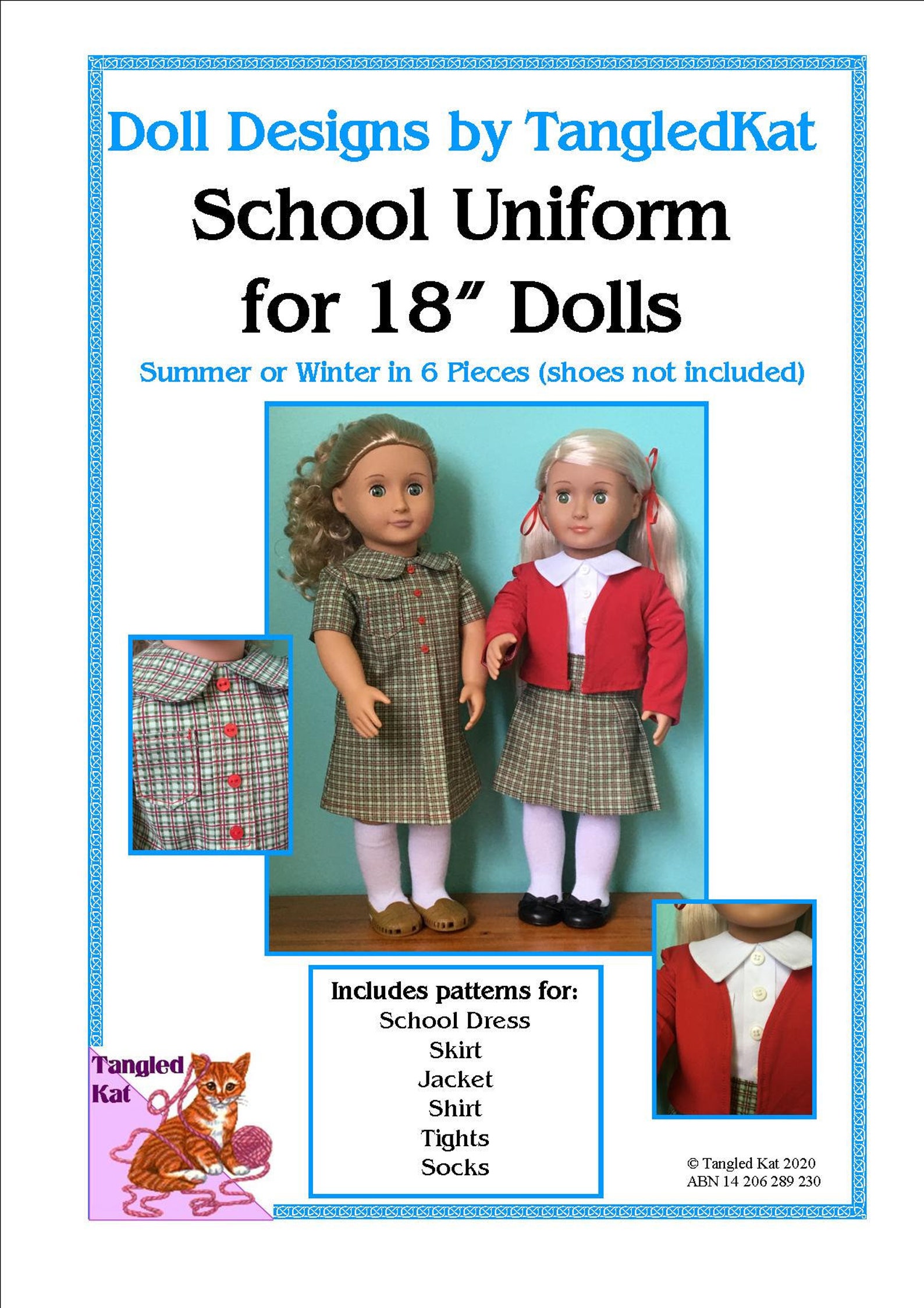 School Uniform Pattern to Fit 18in Soft-bodied Dolls Like - Etsy