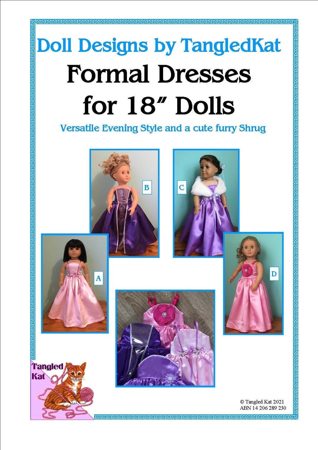 Evening Prom Outfit Pattern to Fit 18in Soft-bodied Dolls Like American ...