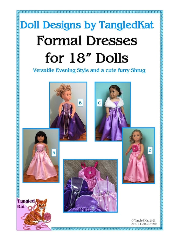 Evening Prom Outfit Pattern to Fit 18in Soft-bodied Dolls Like - Etsy