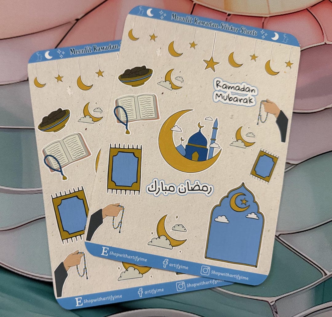 Moonlit Ramadan Journaling Sticker Sheets, 44 Stickers Total Sticker ...