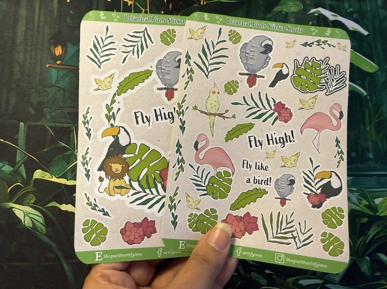 Botanical Birds Journaling Sticker Sheets, 53 Stickers Total Sticker ...
