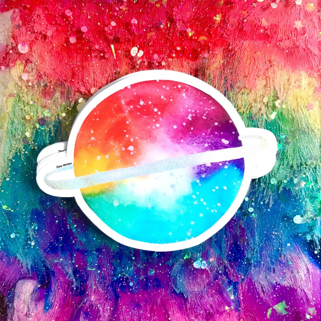 Rainbow Galaxy Planet Durable & Weatherproof Vinyl Die Cut Sticker - Etsy