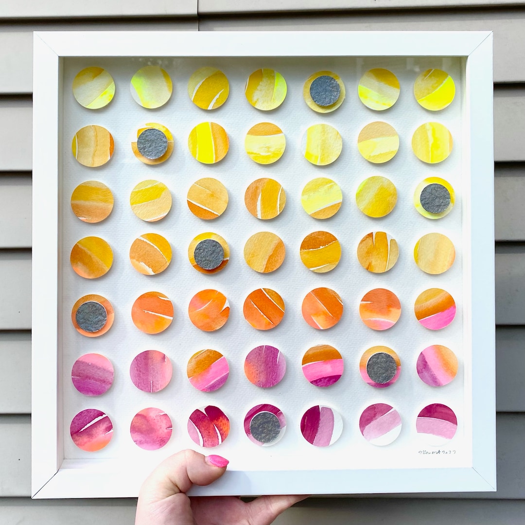 Dot Dot Dot No. 4 - Summer Sunset Dot Watercolor 3D Hanging Art - Etsy