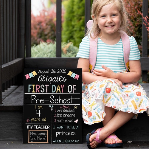 Editable First Day of School Sign Printable Sign - Etsy