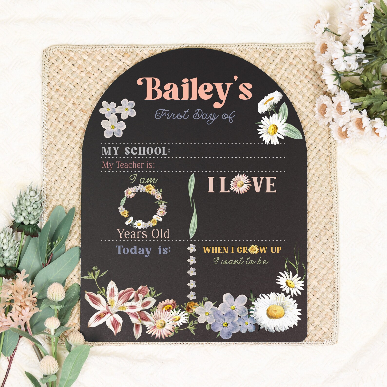 First Day of School Sign, Real Reusable First Day of School Chalkboard ...