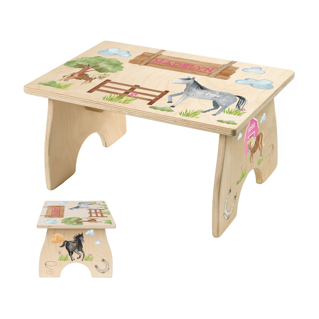 Horse Toddler Step Stool, Step Stool for Kids, Woodland Step Stool ...