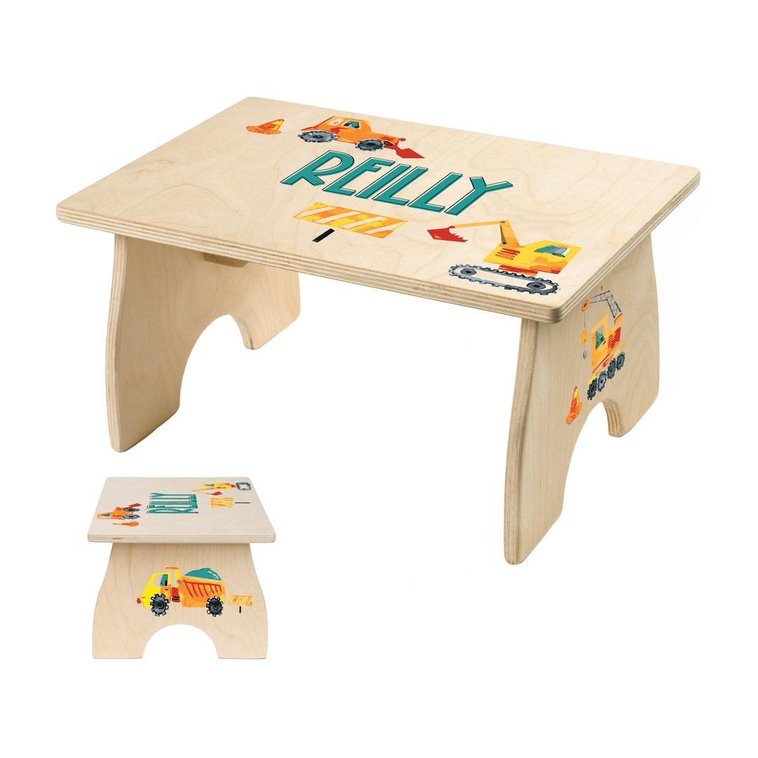 Toddler Step Stool, Construction Step Stool for Kids, Personalized ...