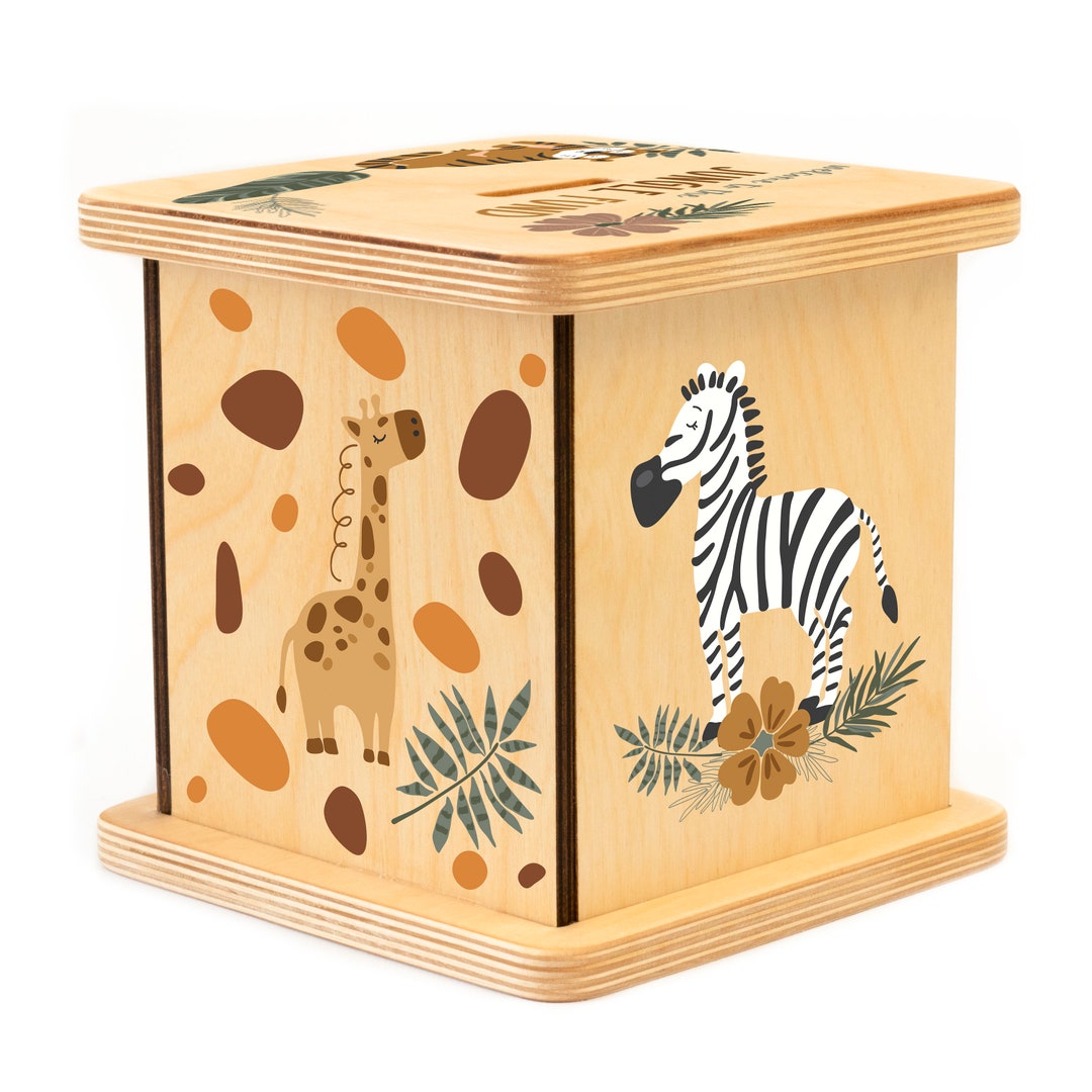 Jungle Piggy Bank, Personalized Gift, Safari Animals, Piggy Bank for ...
