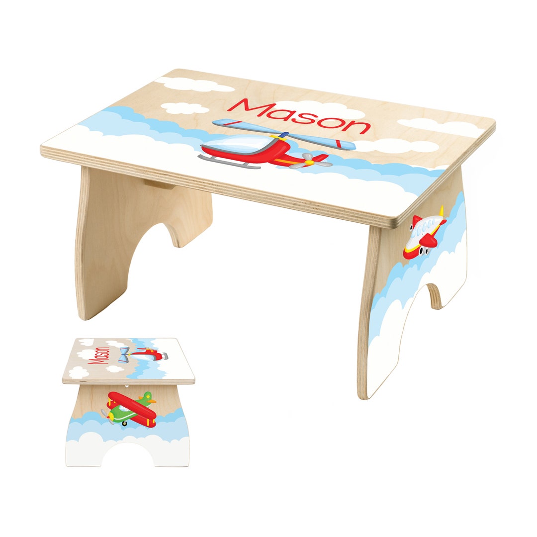 Airplane Step Stool for Kids, Toddler Step Stool, Wooden Personalized ...