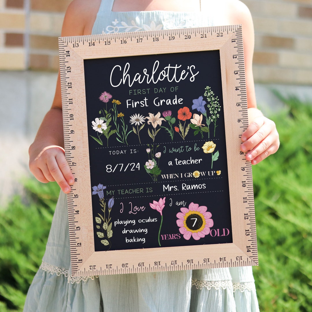 First Day of School Sign, Back to School Chalkboard, Reusable 1st Day ...
