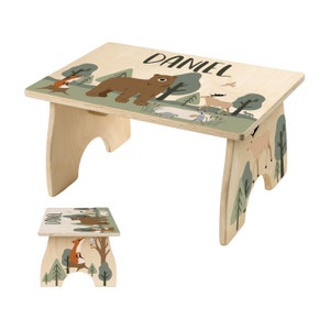 Woodland Step Stool for Kids, Toddler Step Stool With Name, Childrens ...