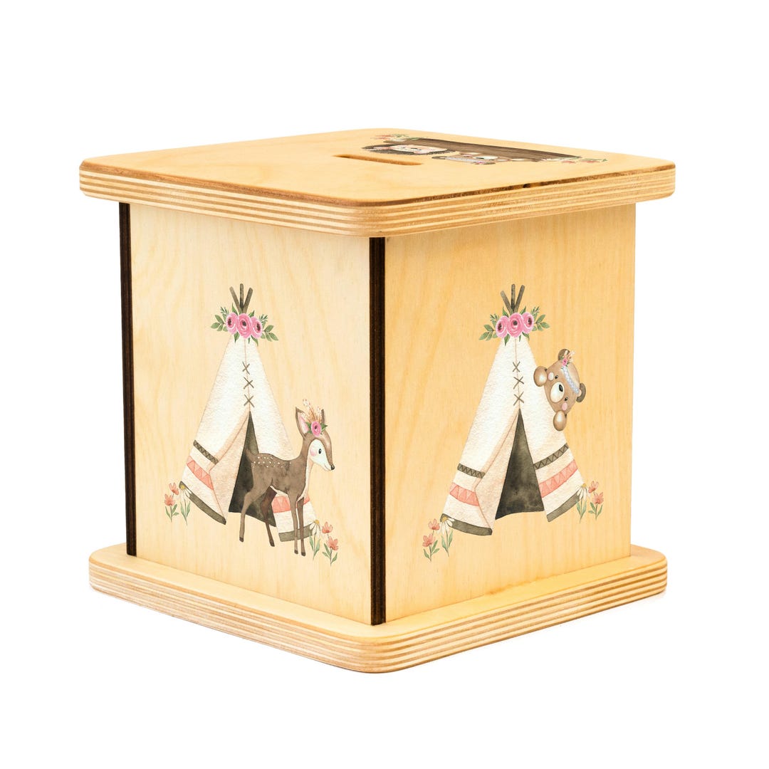 Wooden Piggy Bank, Easter Gifts, Woodland Nursery Decor, Baby Girl ...