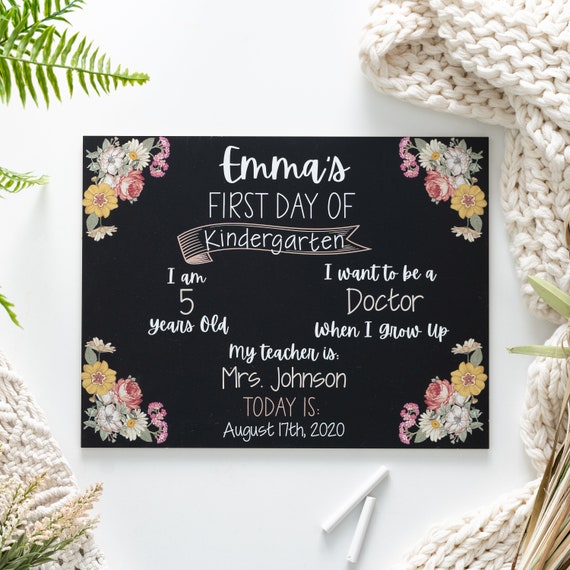 First Day of School Sign Reusable Chalkboard for Girl First - Etsy