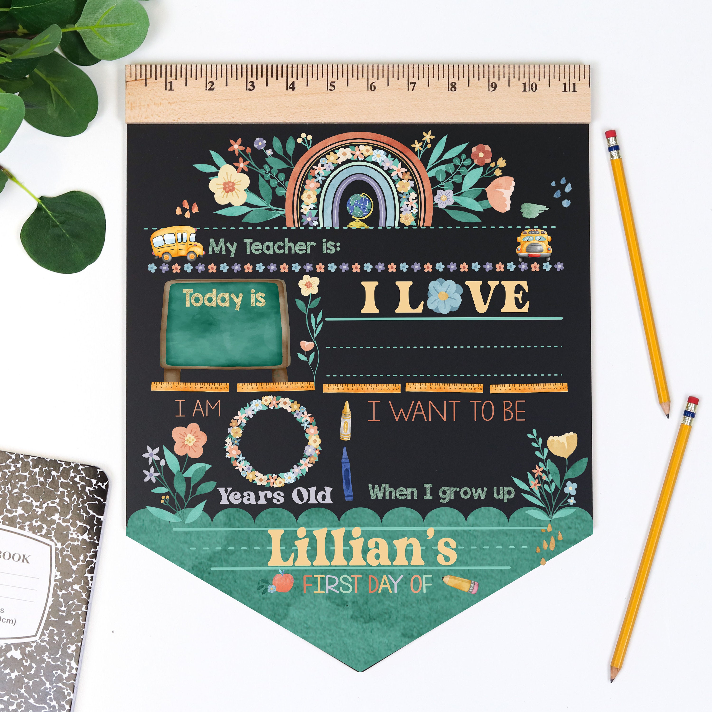 First Day of School Sign, Real Reusable First Day of School Chalkboard ...