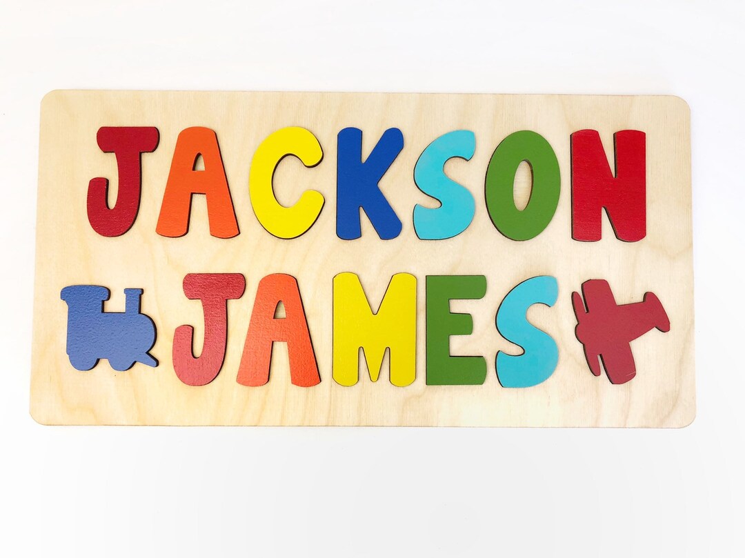 Wooden Name Puzzle, Easter Gifts for Kids, Two Name Puzzle, Birthday ...