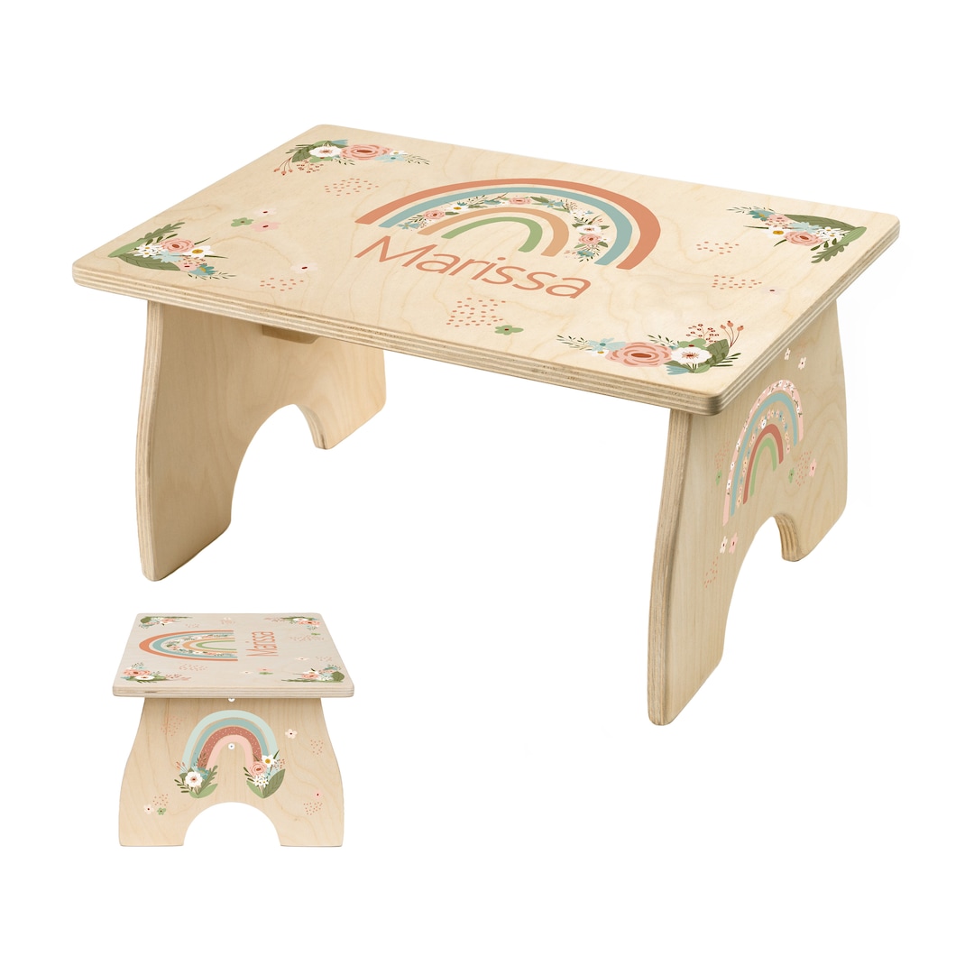 Rainbow Step Stool for Kids, Toddler Step Stool, Personalized Childrens ...
