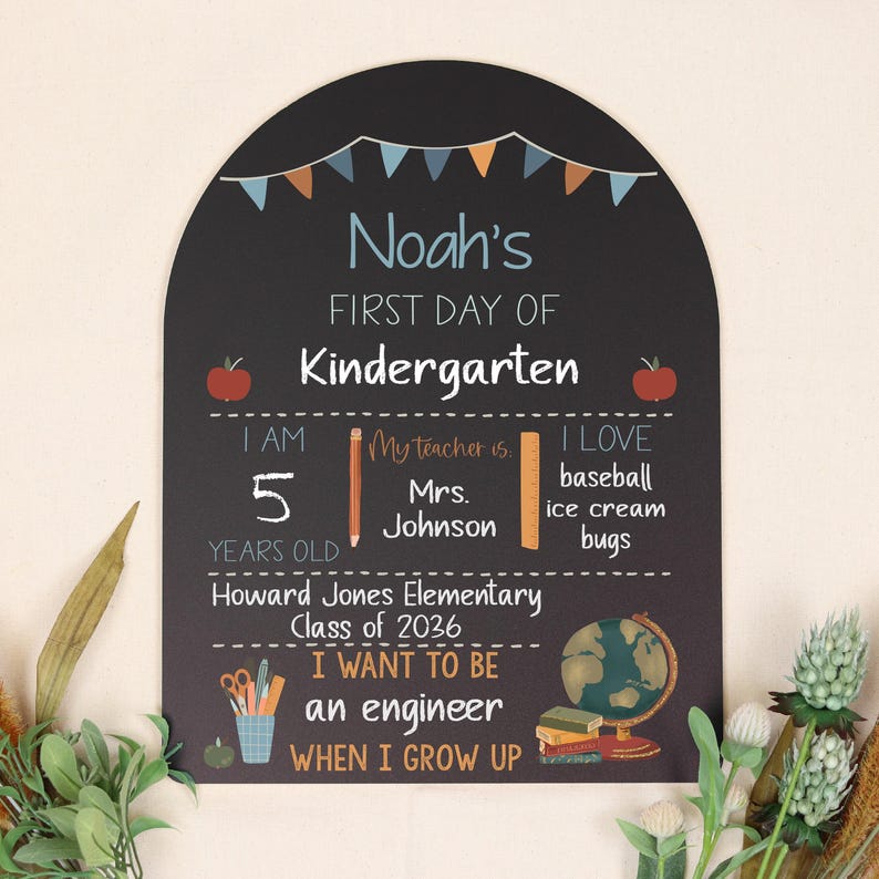 First Day of School Sign, Back to School Chalkboard, Reusable 1st Day ...