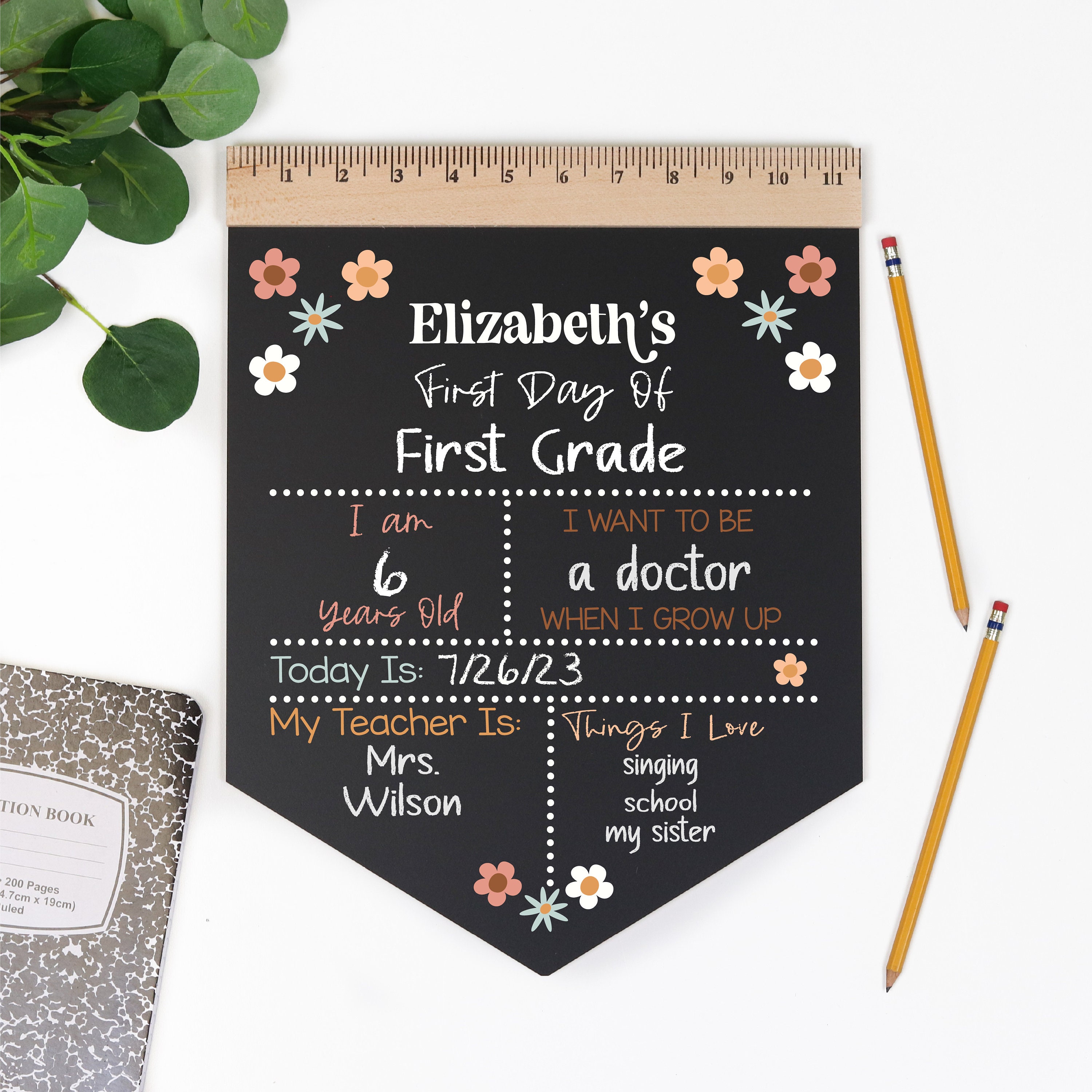 First Day of School Sign, Back to School Chalkboard, Reusable 1st Day ...