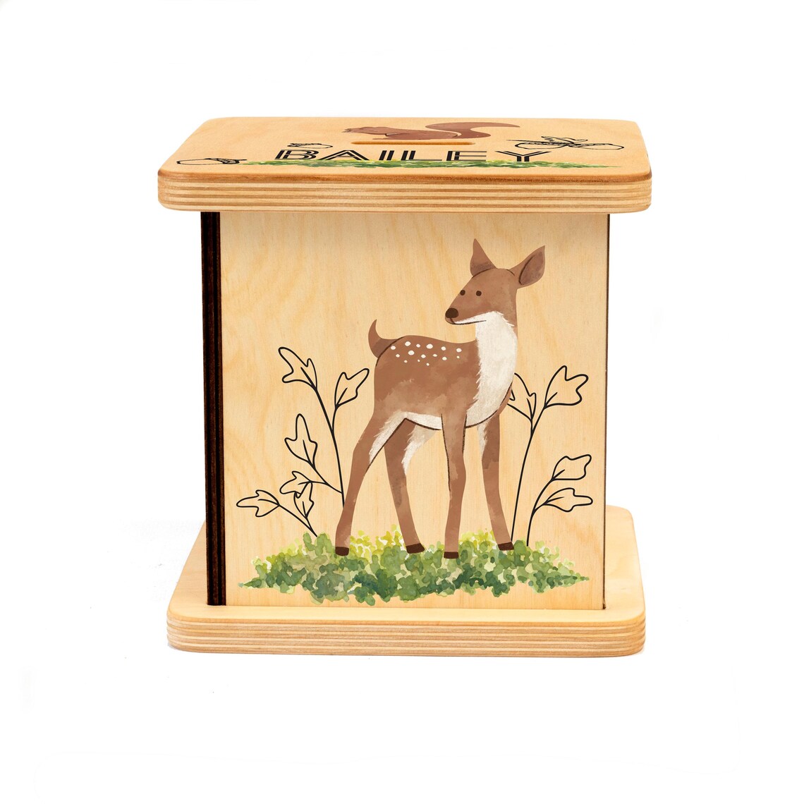 Wooden Piggy Bank, Easter Gifts for Kids, Woodland Animals ...