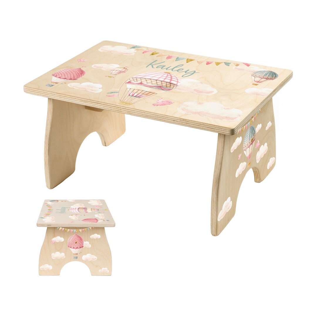 Hot Air Balloon Step Stool for Kids, Toddler Step Stool, Wooden ...