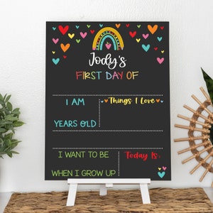 First Day of School Sign, Back to School Chalkboard, Reusable 1st Day ...