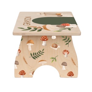 Mushroom Step Stool for Kids, Toddler Step Stool, Wooden Personalized ...