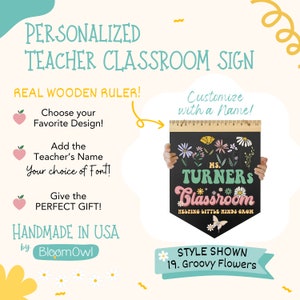 Teacher Appreciation Day, Retro Classroom Decor, Floral Door Signs ...