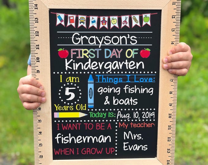 First Day of School Chalkboard, Kindergarten Sign, Back to School ...