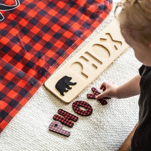 Buffalo Plaid Name Puzzle Christmas Gift for Toddler - Etsy