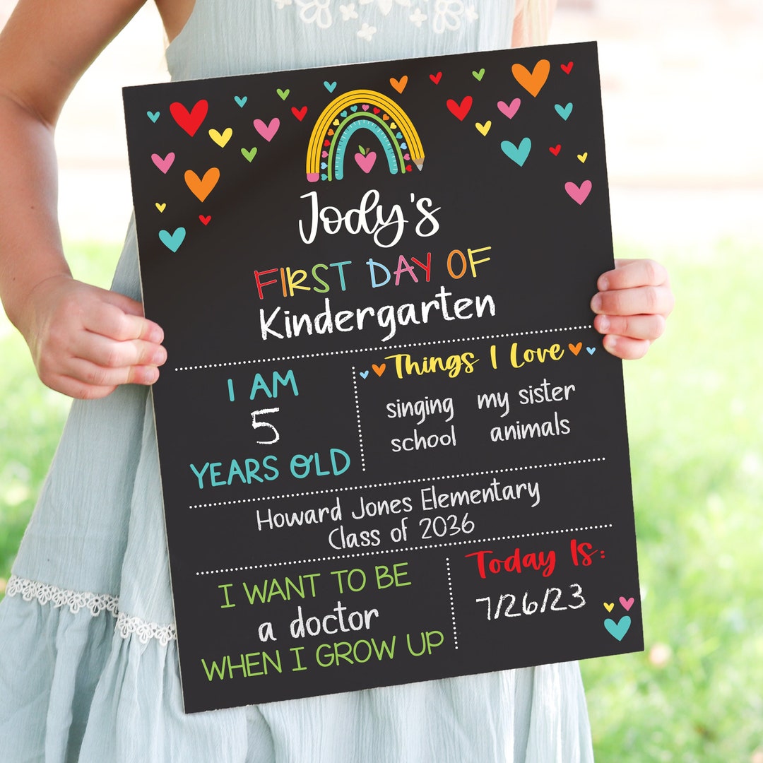 Back to School Chalkboard, First Day of School Sign, Reusable 1st Day ...