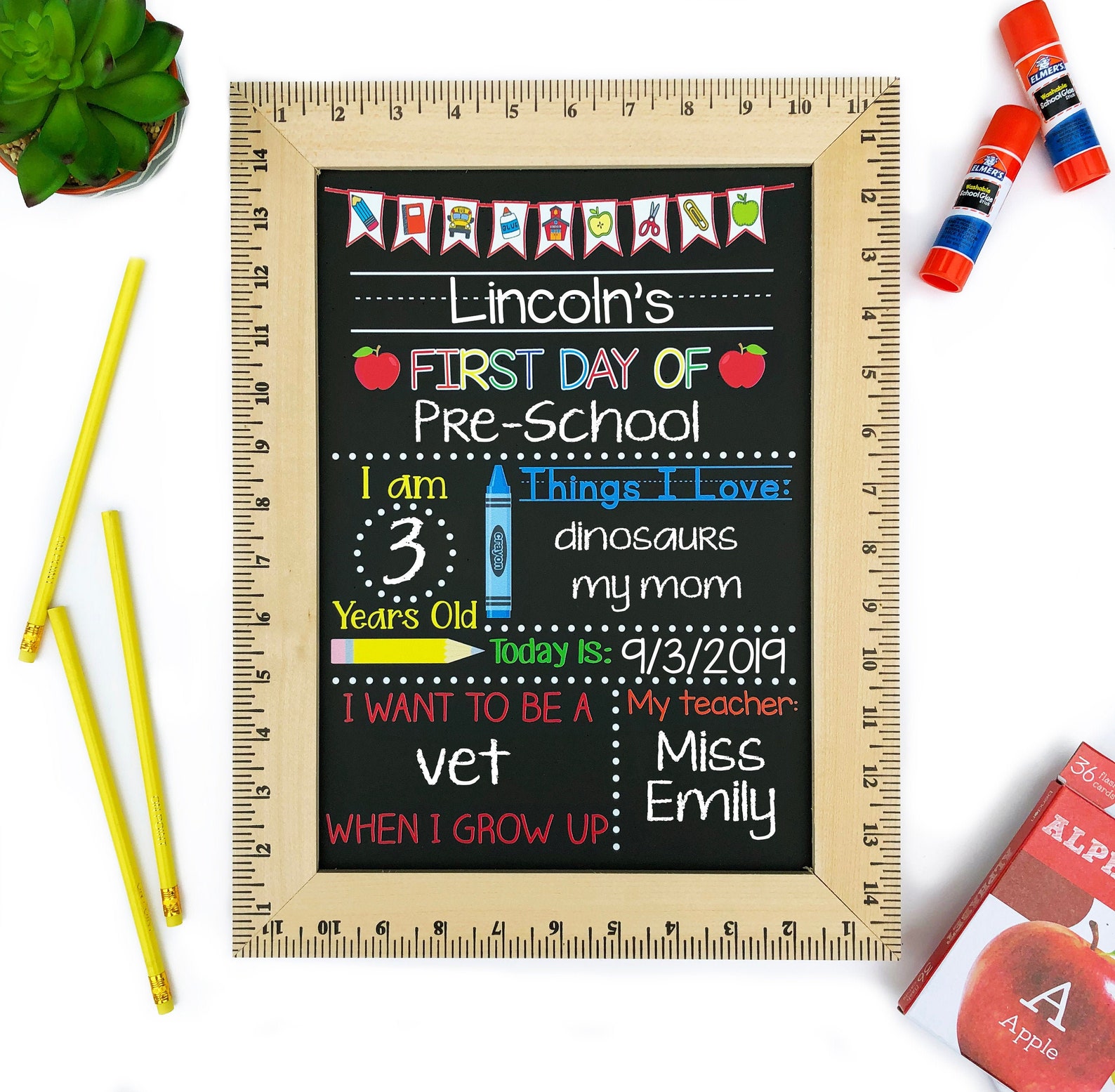 First Day of School Sign, First Day of Kindergarten Sign, 1st Day of ...