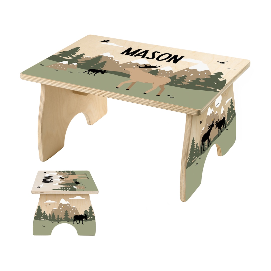 Moose Toddler Step Stool, Step Stool for Kids, Personalized Step Stool ...