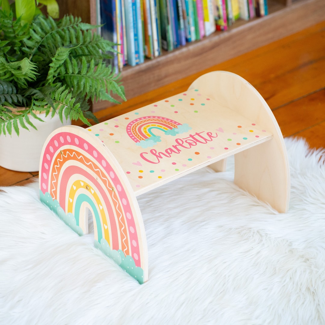 Rainbow Step Stool for Kids, Easter Basket Stuffer, Toddler Step Stool ...