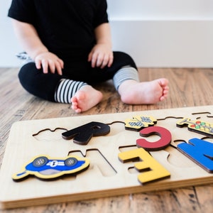 Race Car Wooden Name Puzzle for Toddler, Easter Gifts, Wooden Toy ...
