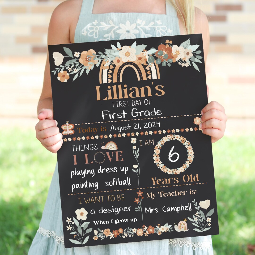 Back to School Chalkboard, First Day of School Sign, Reusable ...