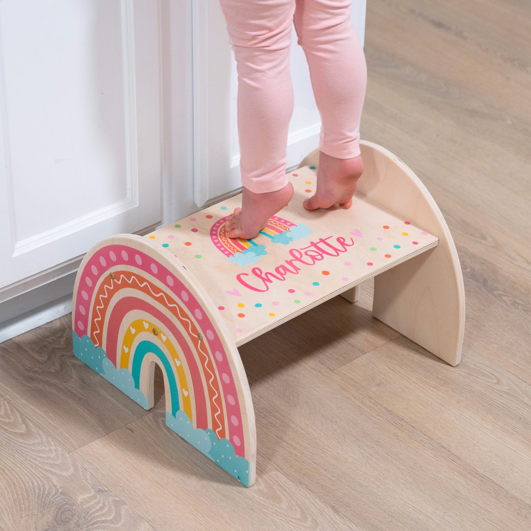 Rainbow Step Stool for Girl, Easter Gifts for Kids, Toddler Step Stool ...