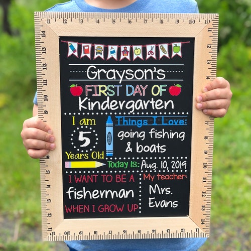 First Day or School Chalkboard Sign Back to School Sign - Etsy