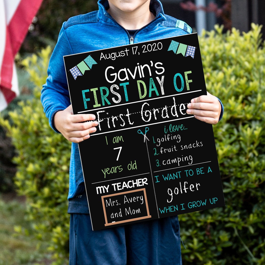 First Day of School Sign, Back to School Sign, Kindergarten Chalkboard ...