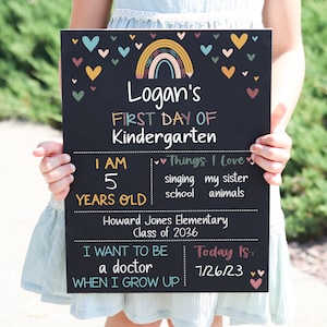 Back to School Chalkboard, First Day of School Sign, Reusable 1st Day ...